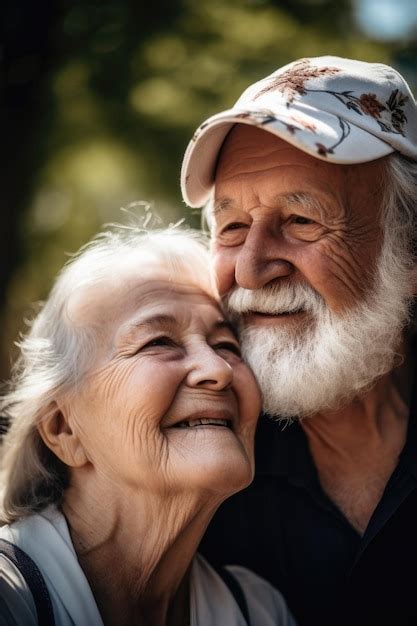 Premium AI Image Senior Couple Care And Love While Smile Outdoors In