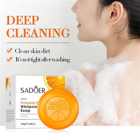 Sadoer Vitamin C Whitening Soap Anti Aging Cleansing Soap Moisturizing Improvement Dark Yellow