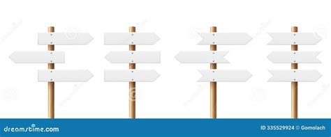 Realistic Sign Post Set Realistic Blank Road Signboard Stock Vector