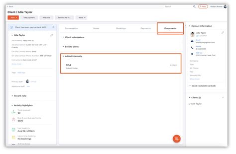 Add An Internal Document To Client Card Thryv