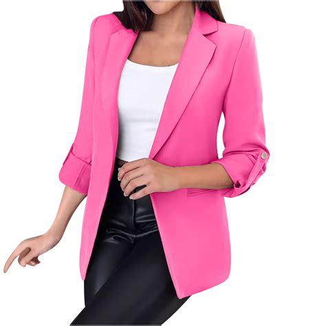 Lenpel Blazers For Women 2025 Long Sleeve Open Front Lapel Work Office