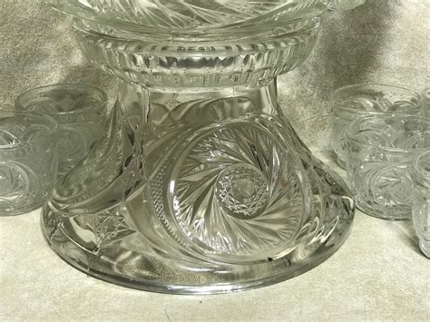 Eapg Pressed Glass Punch Bowl Set Bowl Stand 10 Tazas Etsy