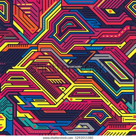 Pop Art Colorful Abstract Geometric Seamless Stock Vector Royalty Free 1292015380