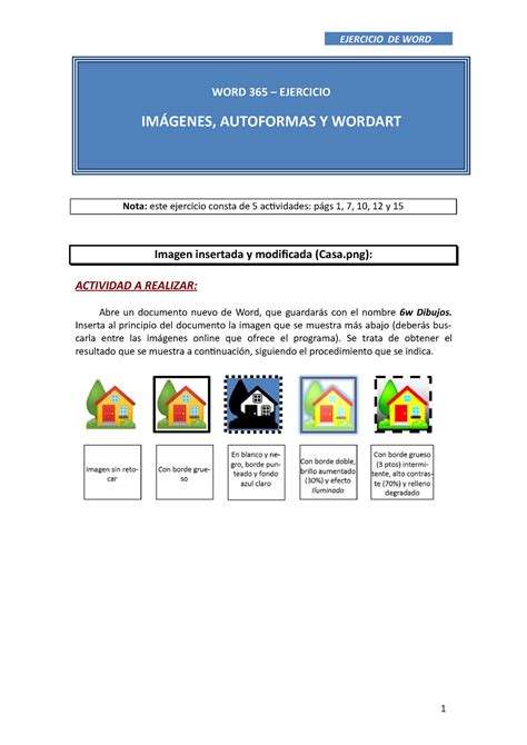 Imágenes autoformas y Wordart EJERCICIO DE WORD 1 WORD 365