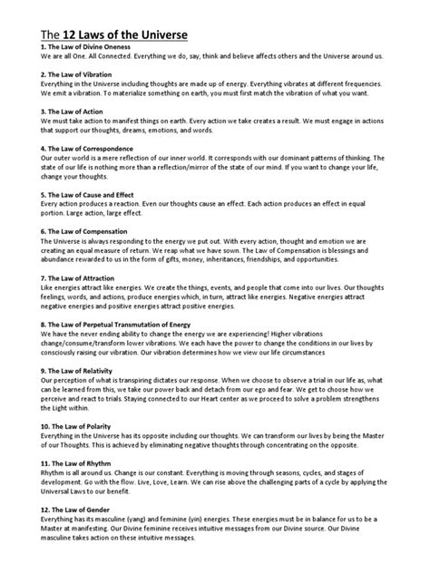 The 12 Laws Of The Universe Pdf Thought Yin And Yang