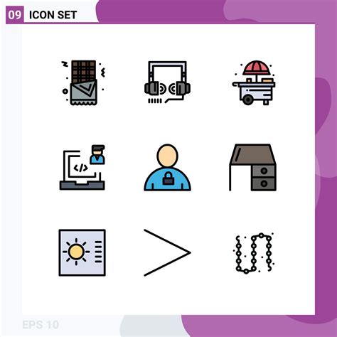 Stock Vector Icon Pack Of 9 Line Signs And Symbols For Human Avatar Life Programmer Development