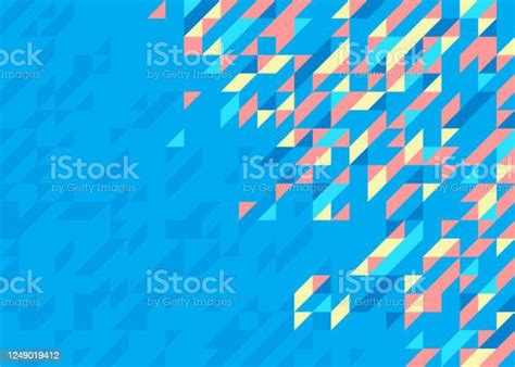 추상 모자이크 벡터 배경 파란색 일러스트레이션 기하학적 타일 배경 추상화 광고 및 프리젠 테이션을위한 빈 템플릿 3차원 형태에 대한 스톡 벡터 아트 및 기타 이미지 Istock
