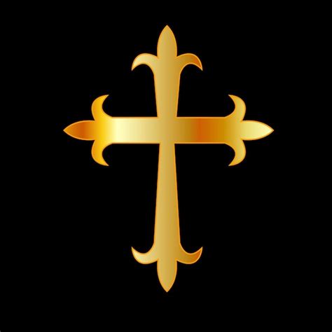 Cruz Cristiana Antigua De Oro Vector Premium
