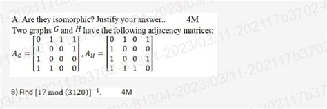 solved a are they isomorphic justify your answer 4m two
