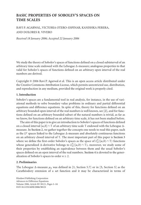 Pdf Basic Properties Of Sobolevs Spaces On Time Scales