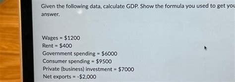 Solved Given The Following Data Calculate GDP Show The Chegg