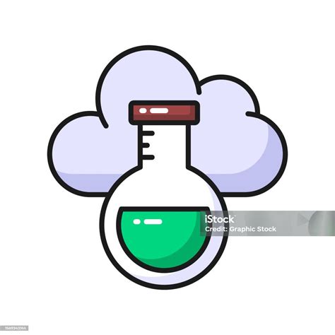 구름 실험의 개념 벡터를 보여주는 플라스크가 있는 구름 맞춤형 디자인 0명에 대한 스톡 벡터 아트 및 기타 이미지 0명