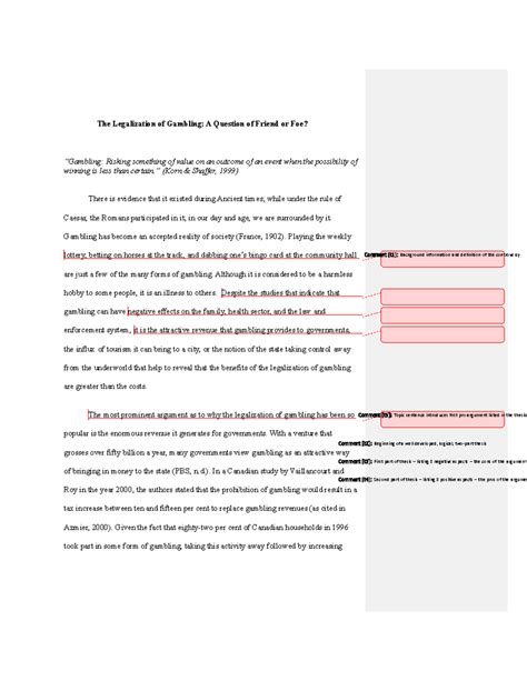 Annotated Argumentation Sample Essay 1 1 Pdf Comment [t 2 ] Beginning Of A Well Developed