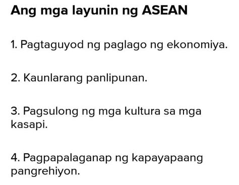 Mga Halimbawa Ng Layunin Ng Asean Brainly Ph