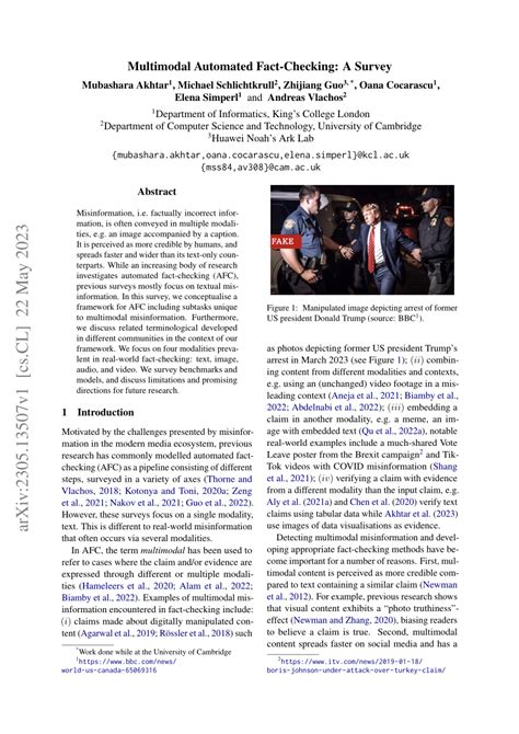 Pdf Multimodal Automated Fact Checking A Survey