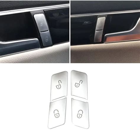 Car Door Lock Unlock Button Cover Trim Sticker Decals For Mercedes Benz C E Class W204 W212 C180
