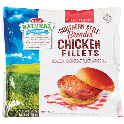 H E B Natural Fully Cooked Breaded Chicken Fillets