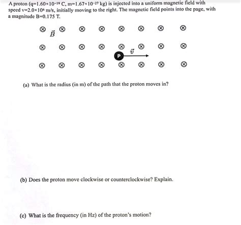 Solved A Proton Q 1 601019C M 1 671027 Kg Is Chegg Com