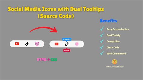 Social Media Icons With Dual Tooltips Using Html And Css Free Source