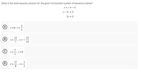 Solved What Is The Least Squares Solution For The Given