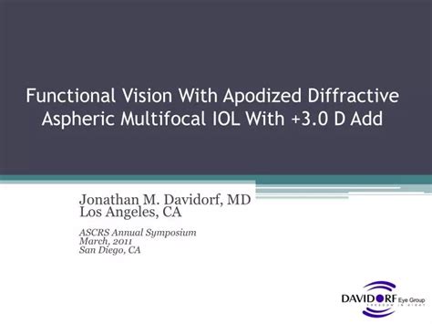Ppt Functional Vision With Apodized Diffractive Aspheric Multifocal