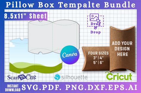 Pillow Box Template Bundle Svg And Canva Graphic By Design Depot Graphics