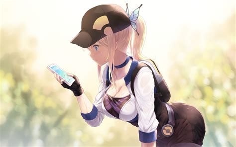 Wallpaper Cosplay Blonde Long Hair Anime Girls Blue Eyes Hat Crossover Dress Butterfly