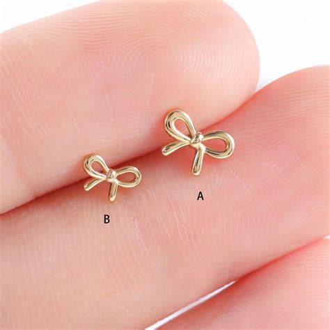 Gold Bow Earrings Etsy