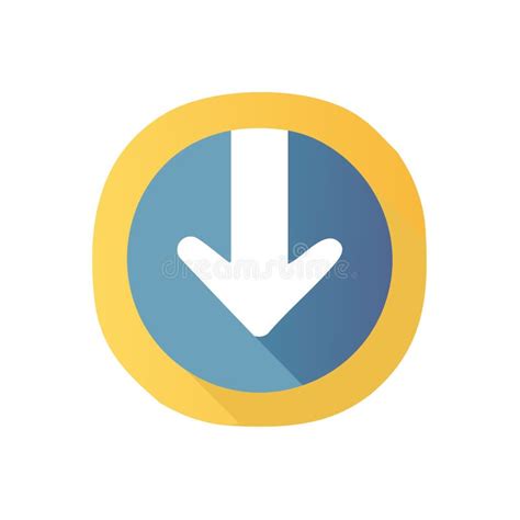 Simple White Down Arrow Inside Blue Circle With Yellow Border Stock Vector Illustration Of