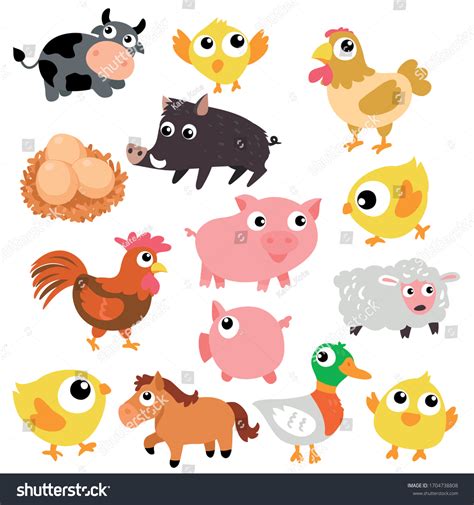 Farm Animals Set Farm Animal Vectors Stock Vector Royalty Free 1704738808
