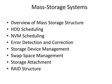 Mass Storage Systems Presentation Operating Systems Ppt Data
