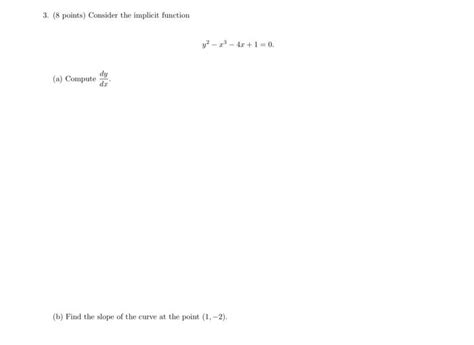 Solved 3 8 Points Consider The Implicit Function