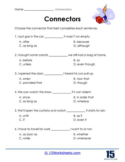 Connectors Worksheets Improve Sentence Flow 15