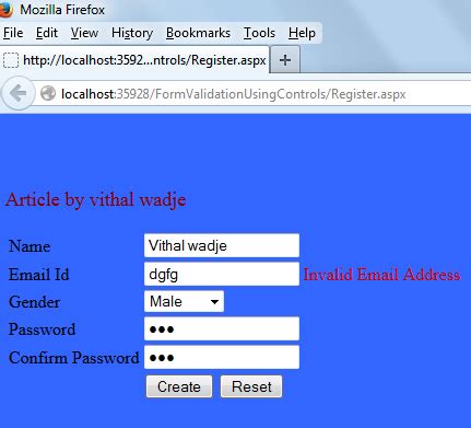 Asp Net Form Validation Using Validation Controls