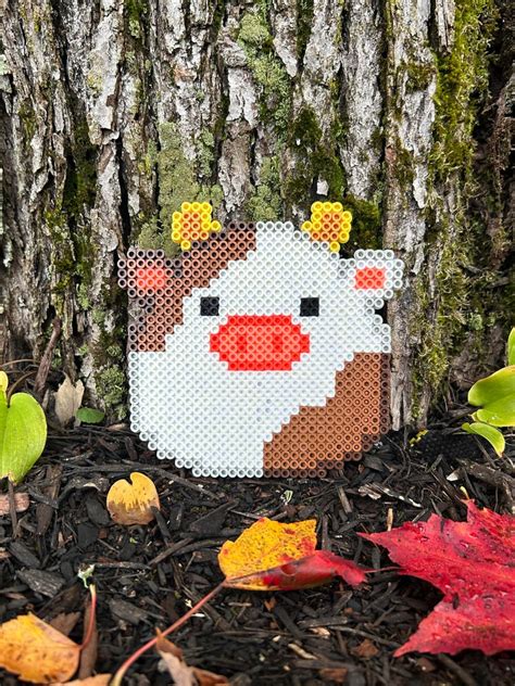 Squishmallow Inspired Cute Cow Perler Bead Melty Bead Art Etsy