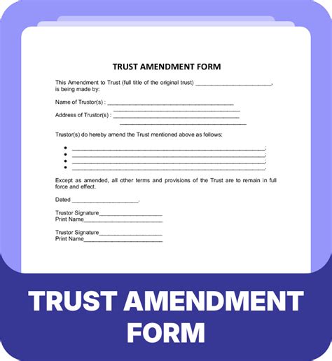 Trust Amendment Form Easily Modify Your Living Trust