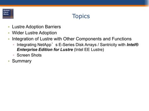 Integrating Array Management Into Lustre Ppt