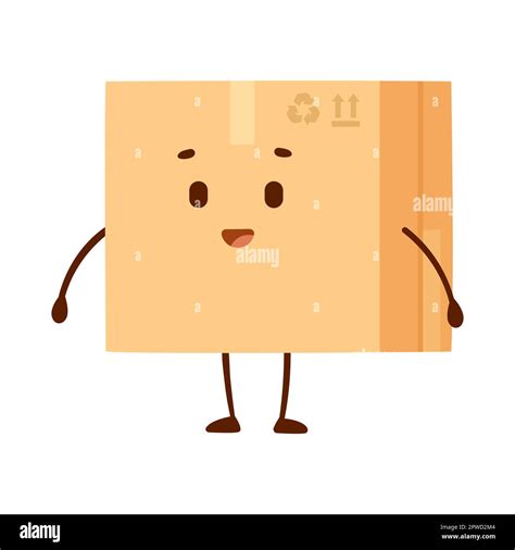 Happy Cardboard Box Cartoon Character Vector Illustration Stock Vector