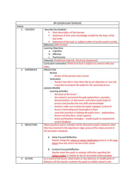 Ipp Lesson Plan Template Pdf