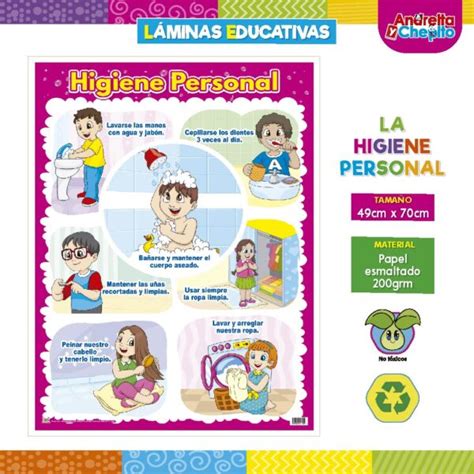 LÁMINAS EDUCATIVAS HIGIENE PERSONAL ANDREITA Y CHEPITO