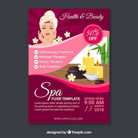 Free Vector Spa Flyer Template In Flat Design