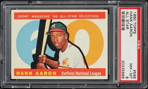 1960 Topps Hank Aaron All Star 566 Psa 8 Nm Mt Weekly Sunday Auction