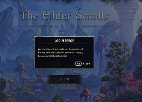 unexpected internal error — elder scrolls online