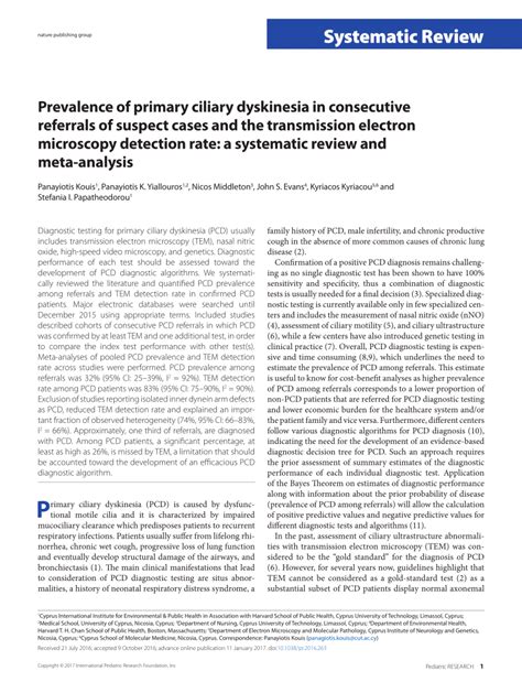 Pdf Prevalence Of Primary Ciliary Dyskinesia In Consecutive Referrals