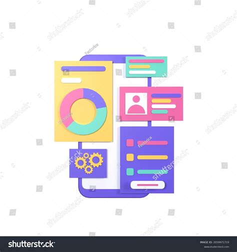 3d rendering ui ux development design stock illustration 2059971719