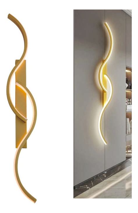Arandela Luminária Parede Minimalista Ondas Luxo Grande Led Cor Dourado
