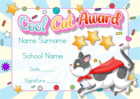 Free Vector Cool Cat Award Certificate