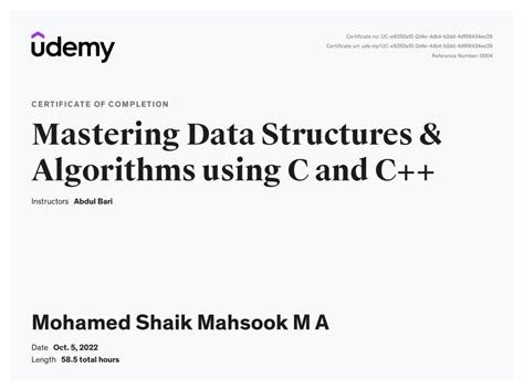 Mohamed Shaik Mahsook On Linkedin Udemy Course Completion Certificate