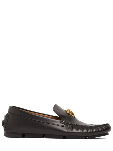 Versace Medusa Leather Driver Loafers In Black For Men Lyst
