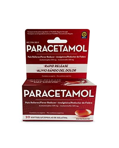 Paracetamol Acetaminophen 325mg 20 Softgels For Pain Relief Liquid